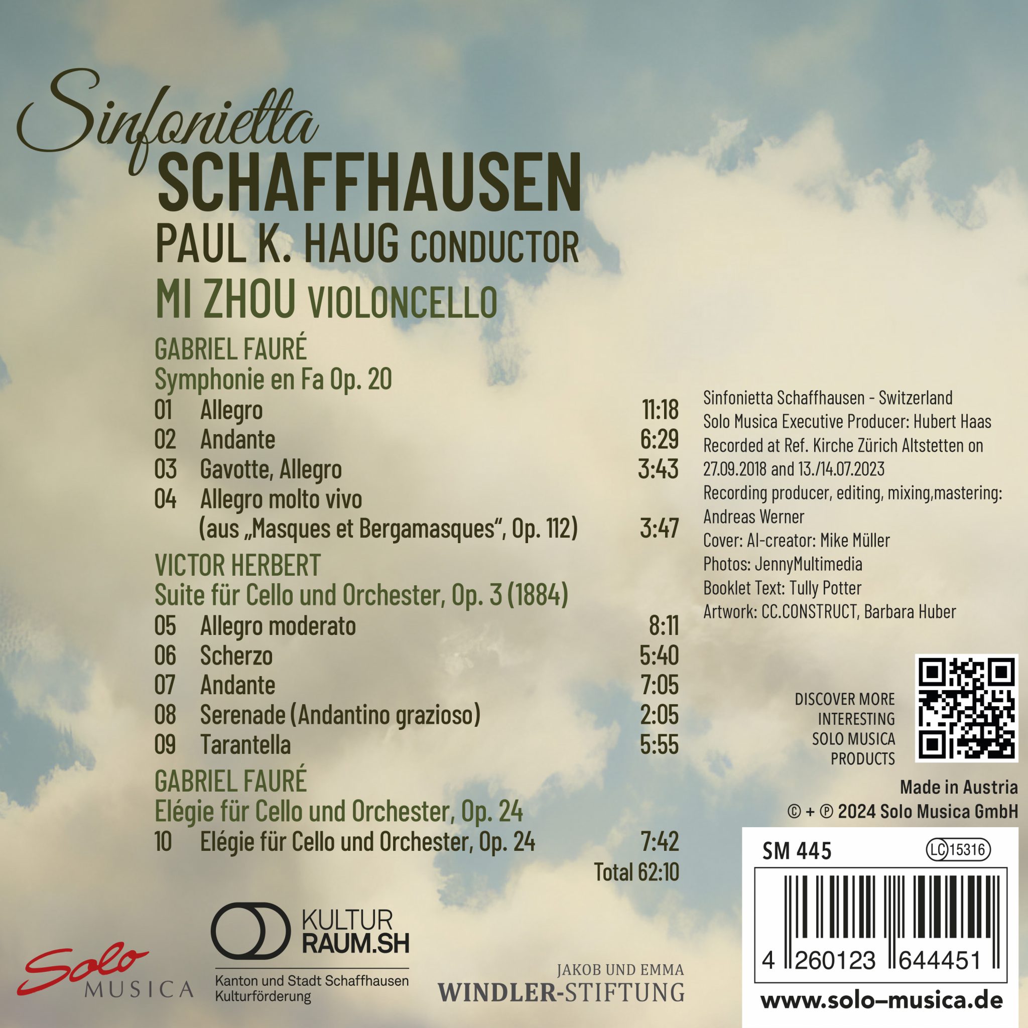 Sinfonietta Schaffhausen & Mi Zhou – Gabriel Fauré | Victor Herbert - Solo Musica